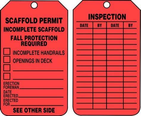 Scaffold Status Safety Tag: Scaffold Permit- Incomplete Scaffold ...
