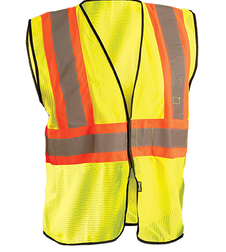 Vest, class 2, Hi Vis lime, hook/loop closure | onewaysafety